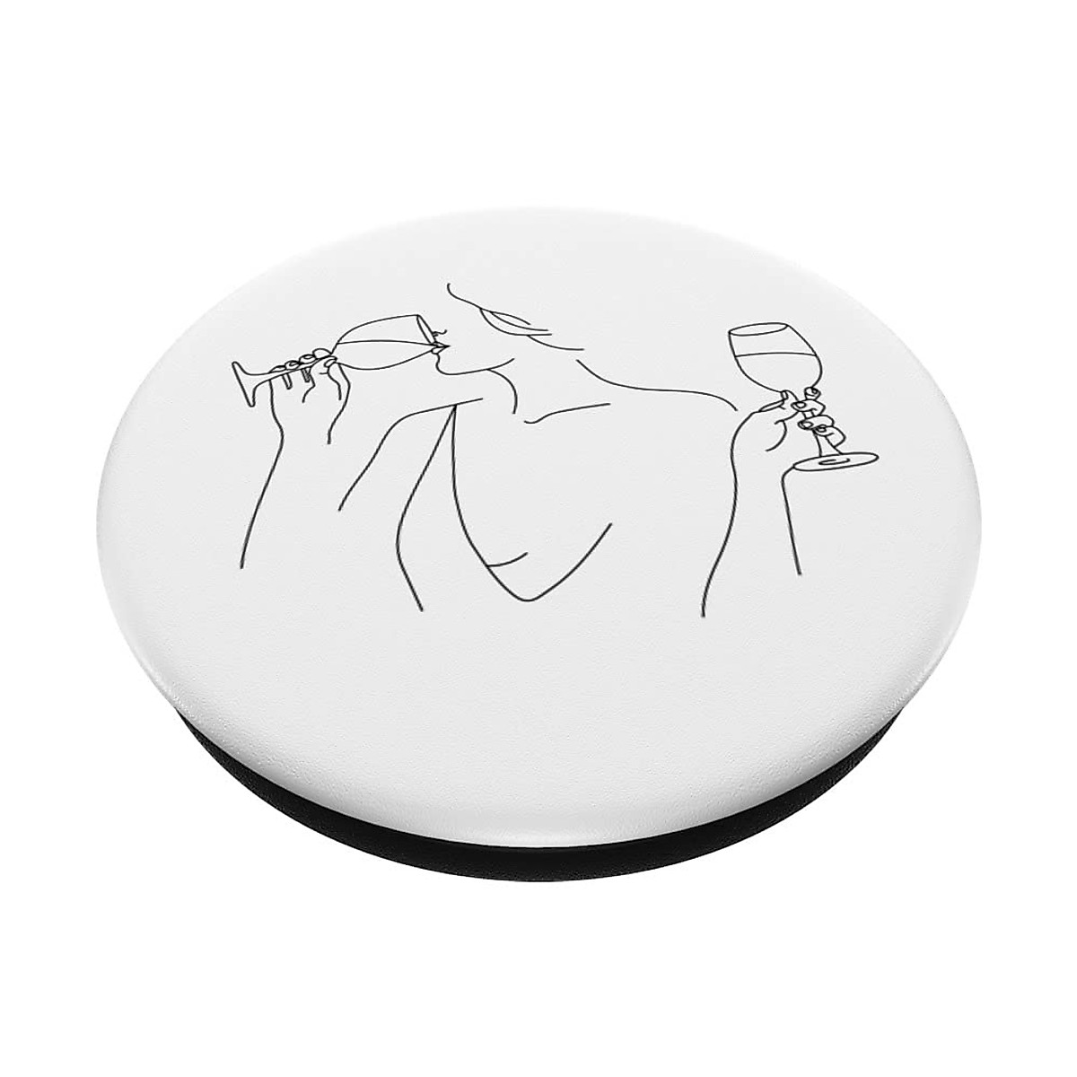 Double Fisting Black And White Funny Wine Lover Line Art PopSockets Swappable PopGrip