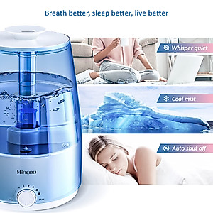 Hincoo Cool Mist Humidifiers for Large Room (4L), Top Fill Ultrasonic Humidifiers for Bedroom Quiet with Essential Oil Diffuser, Plant Humidifiers with Featured Extension Tube, Auto-Shut Off