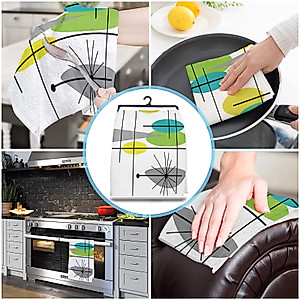 Kitchen Dish Towels 3 Pack-Super Absorbent Soft Microfiber,Mid Century Modern 44 Pattern Decoration Design Cleaning Dishcloth Hand Towels Tea Towels for Kitchen Bathroom Bar