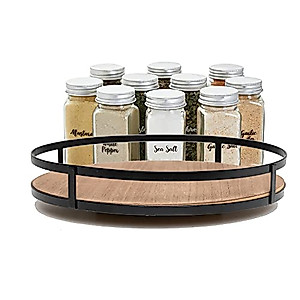 12" Wood Lazy Susan,Wooden Lazy Susan Organizer Display Stand,Turntable 360 Degrees Rotating Table Decor,Round Lazy Susan for Countertop Cabinet or Dining Table,Farmhouse Table Decor.(Brown)