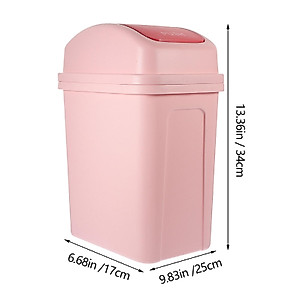 Cabilock Swing Lid Trash Can Round Garbage Bin Large Wastebasket Bucket Container for Bathrooms Powder Rooms Kitchens Office Pink