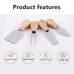 NC 4PCS in Wood Handle Stainless Steel Butter Cheese Pizza Cutter Fork Kitchen Craft Cutting Tool Set
