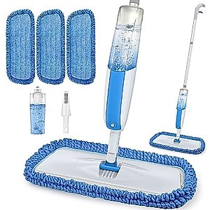 MANGOTIME Microfiber Spray Mop for Floor Cleaning - Hardwood Floor Mop Dry Wet Mop for Hardwood Wood Laminate Tile Vinyl Kitchen Dust Mop with 3 Reusable Washable Mop Pads 410ml Refillable Bottle