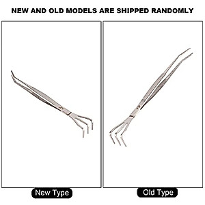 Root Rake with Tweezer, Bonsai Gardening Tools, 2-in-1 Stainless Steel Root Rake Bonsai Tweezers Soil Farming Tool with Ergonomical Handle