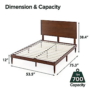 ZINUS Raymond Wood Platform Bed Frame with Adjustable Wood Headboard / Solid Wood Foundation / Wood Slat Support / No Box Spring Needed / Easy Assembly, Full