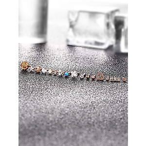 JOVITEC 16 Pieces Nose Stud for Women 20 g Nose Ring Set Bone Nose Studs l Shaped Surgical Stainless Steel Cartilage Tragus Piercing Rose Gold Ball Sapphire Labret Jewelry