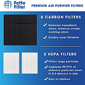 Fette Filter - 115115 Premium True HEPA H13 Filter Compatible with Winix Filter A 115115 Size 21 Plasma Wave Air Purifier AM90 P300 5300 5500 5300-2 6300-2 6300 C909 9800 C535 2 + 8 Pack