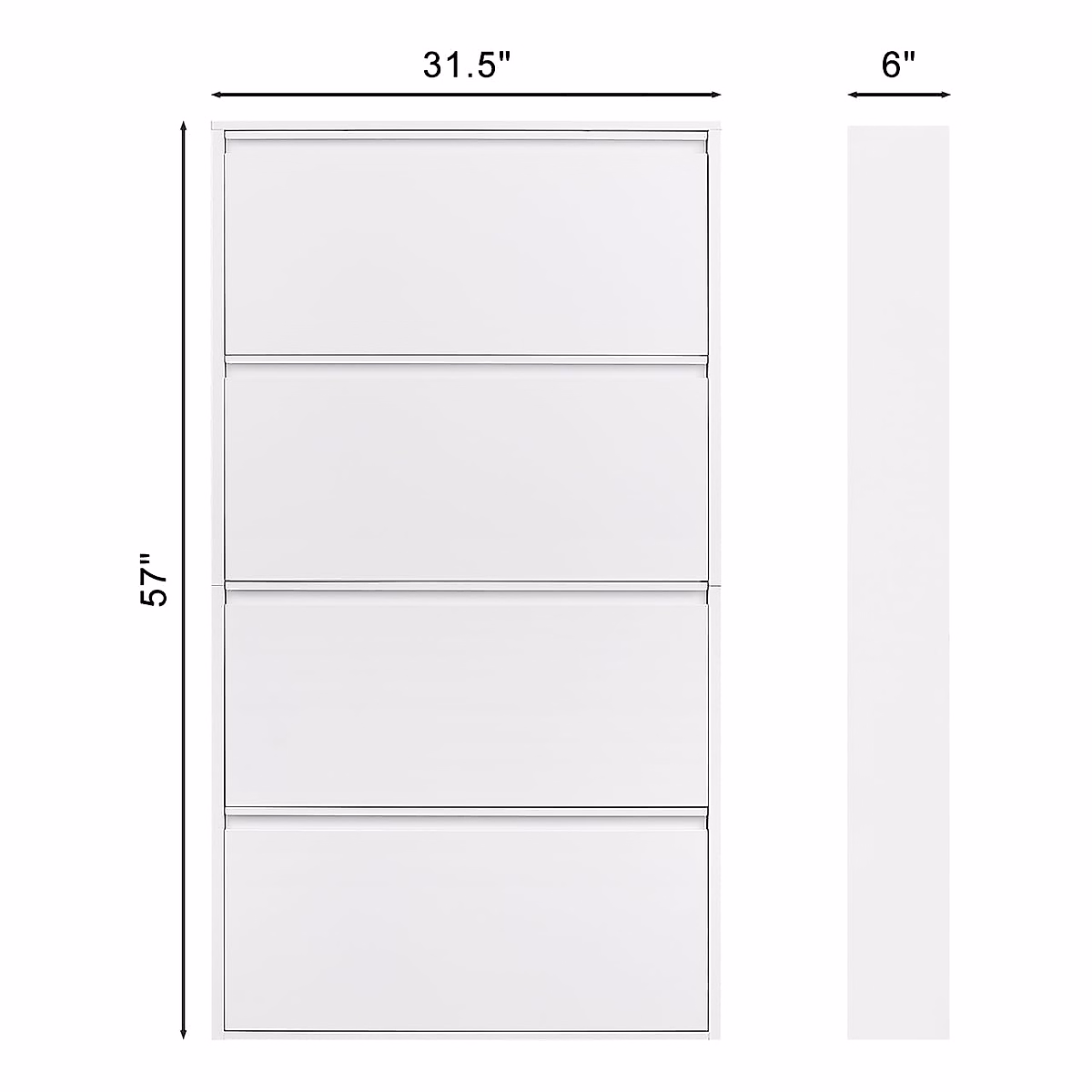 GREATMEET Metal Shoe Cabinet with 4 Flip Drawers, Wall Mount Metal Shoe Organizer for Entryway, 4 Layers Steel Shoe Rack Cabinet, Shoes Cabinet Storage Entryway(White, 4 FILP Drawers)