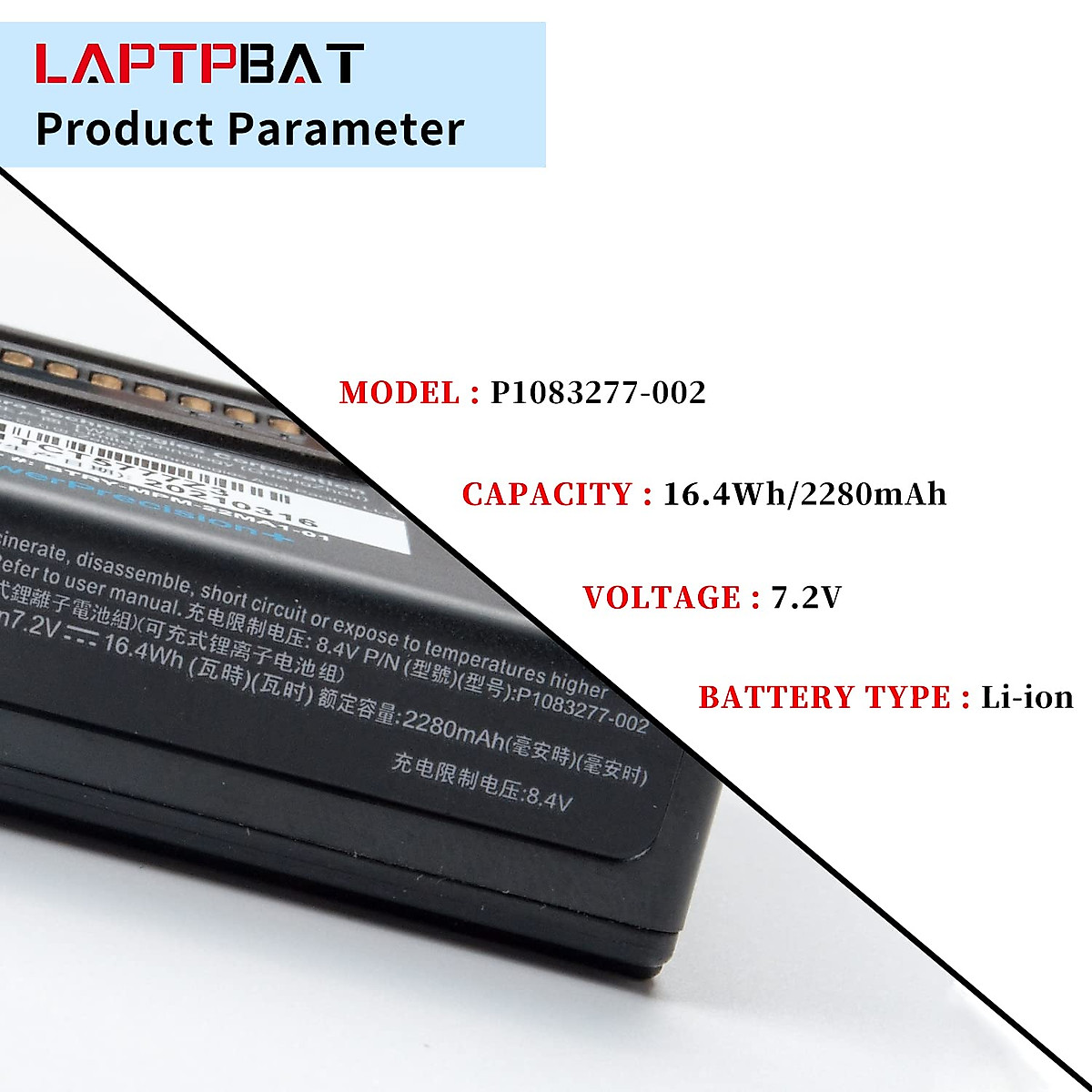 LAPTPBAT P1083277-002 BTRY-MPM-22MA1-01 Battery for Zebra ZQ310 ZQ320 ZQ300 ZA310 ZQ310 Plus 2 ZR328 P1083277 7.2V 16.4Wh