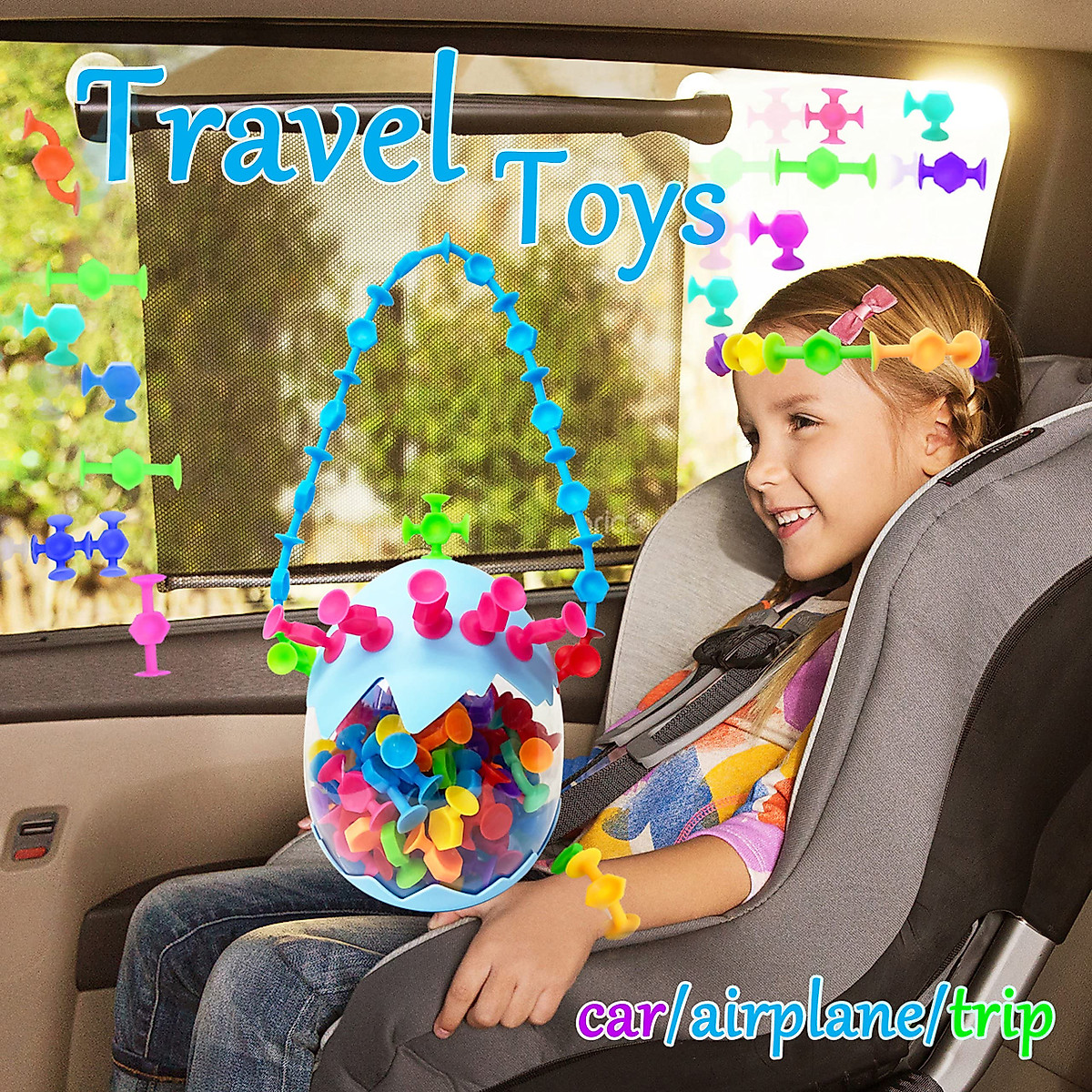 100pcs Suction Bath Toys for Baby Kids, Bath Toy Silicone Construction Building Blocks Montessori Sensory Toy for 3 4 5 6 7 8 Years Old Toddlers Boys Girls with Egg Storage