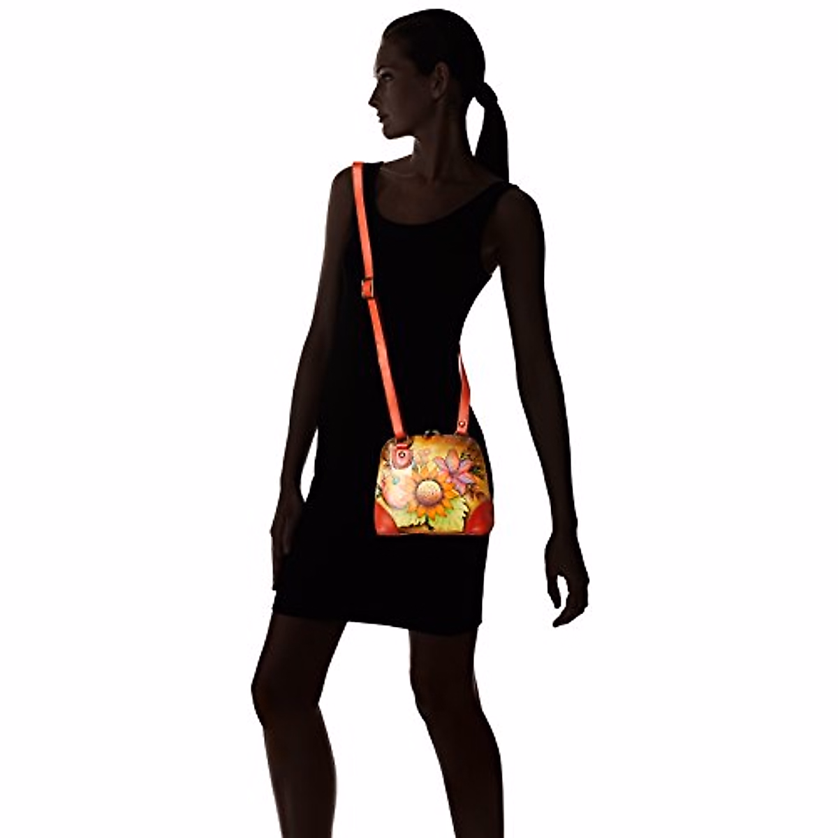 Anna by Anuschka Women's Hand Painted Leather Small Multi Compartment Zip-Around Organizer, Fall Bouquet