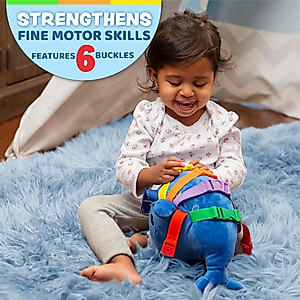 Buckle Toys - Blu Whale - Develop Motor Skills and Problem Solving - Counting and Color Recognition - Sensory Toddler Travel Toy