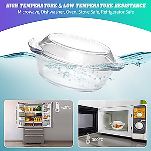 Glass Soup Bowl with Handles Lid Glass Cereal Bowls Clear Oatmeal Bowl Small Glass Bowl for Breakfast Cooking,Small Casserole Dish Round Baking Dish with Lid, Microwave, Dishwasher, Oven, Stove Safe