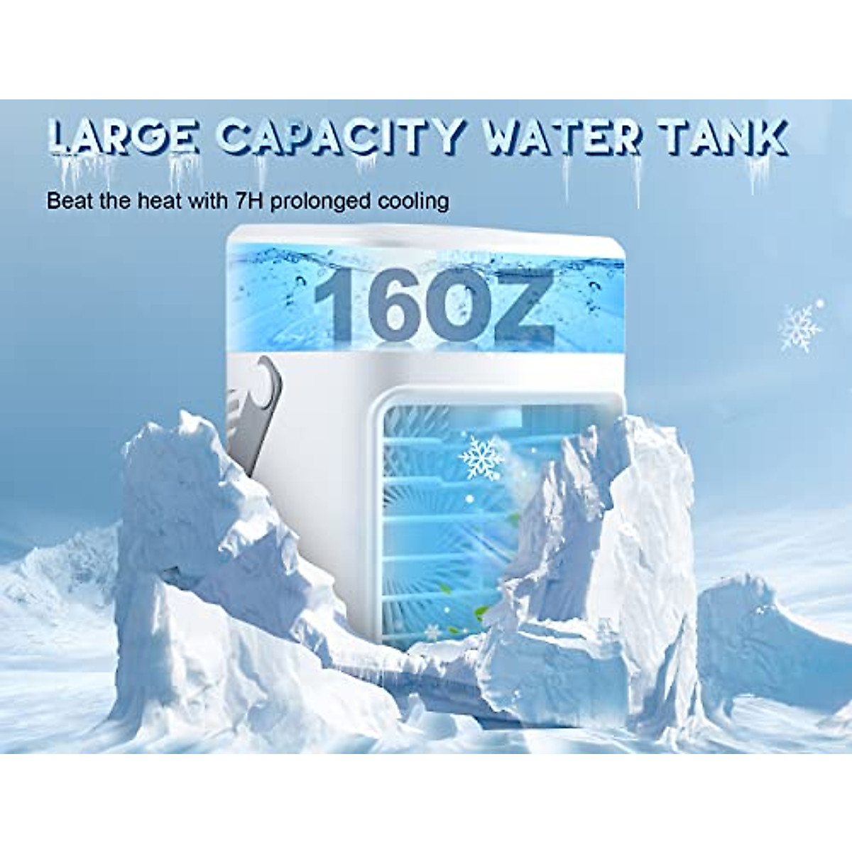 Chill2.0 Mini Air Conditioner with 700ML, Portable Air Conditioner, Evaporative Air Cooler, 3 Speeds Personal Space Cooler Humidifier, Small Portable AC Desk Spray Fan for Home Office Room