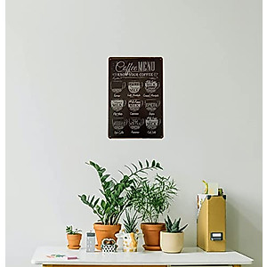 ERLOOD Coffee Menu Know Your Coffee Tin Sign Wall Retro Metal Bar Pub Poster Metal 12 X 8
