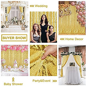 WENMER Gold Sequin Backdrop Curtain 4 Pcs 2 x 8FT Sequin Backdrops Shimmer Photo Backdrop Background Curtains Glitter Curtain Backdrop for Party Decoration Photo Studio