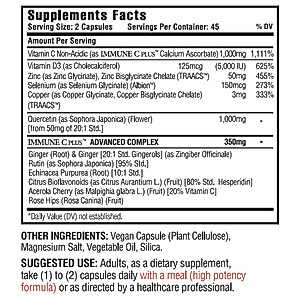 (90 Capsules), Quercetin 1,000mg, Vitamin C 1,000mg, Zinc 50mg, Vitamin D3 5,000iu, Selenium, Copper, Acerola, Ginger, Rutin, Bitter Orange, Rose Hips, Echinacea, Immune C Plus, 12 in 1 Immune Support