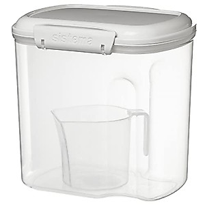 Sistema Flour and Sugar Storage Containers for Pantry with Lids and Measuring Cup, Dishwasher Safe, 10.2-Cup, White
