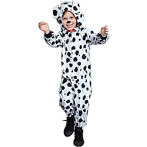 Amscan Dalmatian Hooded Jumpsuit For Kids- Black and White - 1 Set