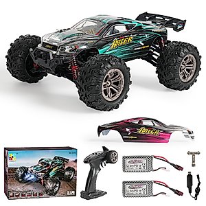 MIEBELY RC Cars 1:16 Scale All Terrain 4x4 Remote Control Car for Adults & Kids,40+ KM/H Waterproof Off-Road RC Trucks,High Speed Electronic 2.4Ghz Radio Controller,2 Batteries,2 Car Bodies (green)