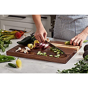 Sonder Los Angeles, Large Walnut/Cherry/Maple Wood Cutting Board for Kitchen, Charcuterie Wooden Board, Sorting Compartment, Reversible 17x13x1.1 in (Gift Box Included)
