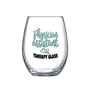 Zoey Christina Physician Assistant Therapy Glass Funny Gifts for Her PA Women Large 18 Ounce Stemless Wine Glass 0022