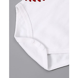 COSLAND Baby Baseball Outfit Infant Boys Cotton Bodysuit, White, 3-6 Months