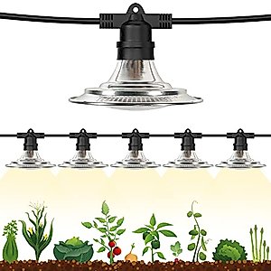 Espird Outdoor LED Grow Lights for Greenhouse Waterproof String Grow Light, Full Spectrum LED Plant Grow Light Lamp, Waterproof Greenhouse Grow Lights for Seedling, Veg, Flower (6-Bulbs)