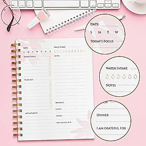 Houseware Homes Premium Undated Daily Planner 2023-2024 | To Do List Planner Notebook - 200 Pages Work Planner - Pink Floral To Do Notepad for productivity Task Planner, Metting, Goals, Checklists |