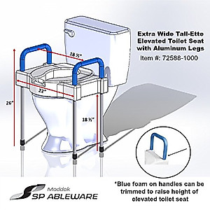 SP Ableware 9155 Tall-Ette Elevated Toilet Seat with Extra Wide Seating Surface and Leg, White