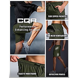 CQR Men's 7 Inches Sports Training Shorts, Lightweight Quick Dry Athletic Shorts, Running Workout Hiking Shorts with Pockets, Tahoe Shorts Olive, X-Large