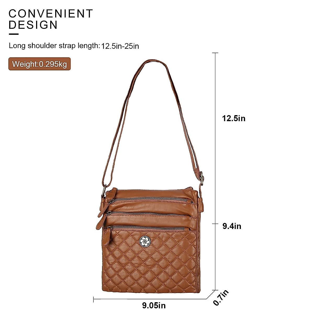 Angel Kiss Crossbody Bag for Women Large Shoulder Bag Skin- friendly Washed Leather Purse with Multi Pockets