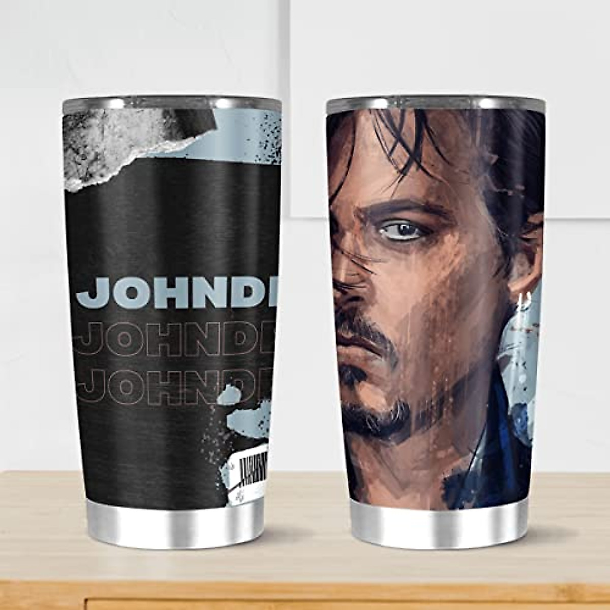 Stainless Steel Insulated Tumbler 20oz johnny Wine depp Hot Coffee Tea Cold Iced Funny Travel Cups Mugs for Men Women