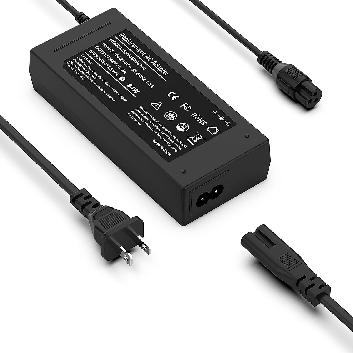 42V 2A Power Adapter for Lime Scooter Chargers,3-Prong Inline Connector for 36V Pocket Mod, Sports Mod Lithium Battery, Battery Charger for Electric Scooter