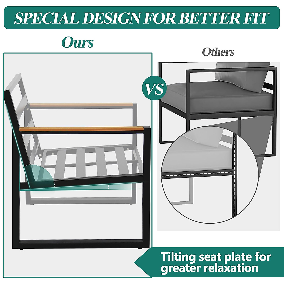 GARTOO 4-Piece Patio Furniture Set, Outdoor Aluminum Conversation Sofa Sets with Coffee Table & Cushions Chairs - Perfect for Garden, Backyard, Porch, Lawn, Poolside, Deck