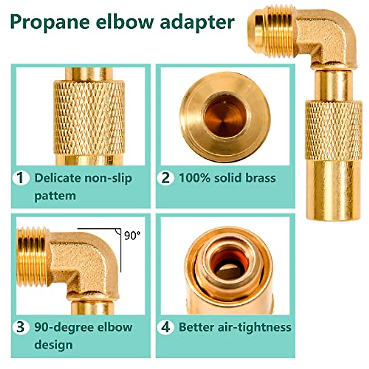 KTUOPEE 6 Feet Low Pressure Propane Adapter Hose with Regulator for Blackstone 17" and 22" Tabletop Flat Top Griddle, QCC1 Universal Grill Regulator Replacement Parts with Solid Brass Elbow Adaptor