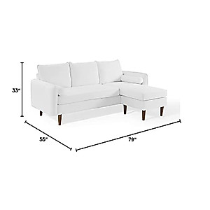 Modway Revive Modern Upholstered Fabric Right or Left Sectional Sofa Couch, White