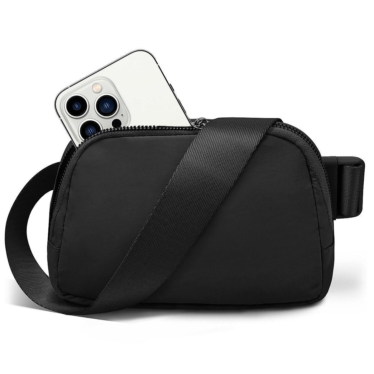 Belt Bag for Women, Meyfancy Unisex Fanny Packs with Adjustable Strap Small Crossbody Black Fanny Pack Fashion Waterproof Everywhere Belt Bag for Traveling Hiking Running Casual