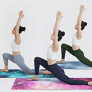 GOOGIC Suede Rubber Yoga Mat, Non-Slip Yoga Mat 4.5mm Thick Lightweight Printed Travel Mat with Strap Exercise Mats for Home Workout- Ideal for Yoga, Pilates, Fitness(Galaxy Pink)