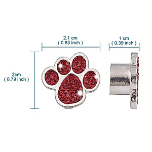 AuMoHall 4 Pack Crystal Paw Tire Valve Caps Bling Handmade Rhinestone Tire Valve Dust Caps Tire Rim Valve Stem Caps, Red