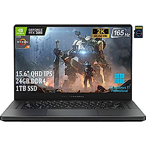 ASUS ROG Zephyrus G15 Gaming Laptop | 15.6" QHD 165Hz IPS (100% DCI-P3) | AMD 8-Core Ryzen 9 5900HS | 24GB DDR4 1TB SSD | GeForce RTX 3060 6GB | Backlit Fingerprint Win11 Pro + 32GB MicroSD Card