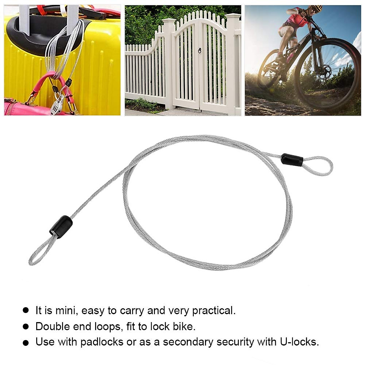 Haowecib Cable Bicycle Lock, Exquisite Stainless Steel Cable Lock for Bicycle for Bike(Silver)