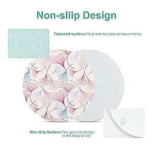 Ginkgo Biloba Leaves Glass Cutting Board Round Kitchen Decorative Chopping Blocks Mats Food Tray for Men Women