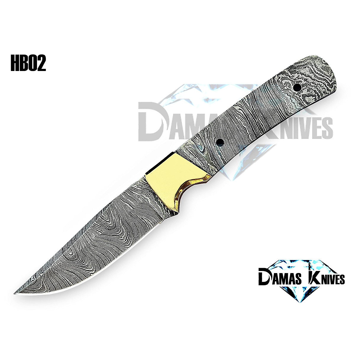 Custom Handmade Damascus Steel Blank Blade for Knife Making With Brass Bolster Model HB 02
