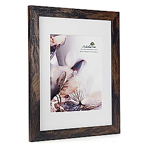 Scholartree Wooden Brown 11x14 Picture Frame with Mat 2 Set in 1 Pack,Display 11x14 without Mat or 8x10 with Mat，Wall Gallery Photo Frames