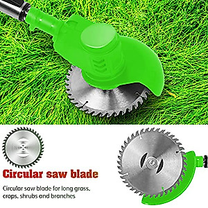 Electric Weed Wacker - 24V Li-Ion Cordless String Trimmer Weed Eater with Charger and 2 Battery, Lightweight Portable Grass Edger Lawn Mower for Lawn, Yard, Garden (Green w/Wheels)