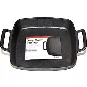Mr.BarBQ Deep Square Cast Iron Fry Pan, 13.85" x 10.9"