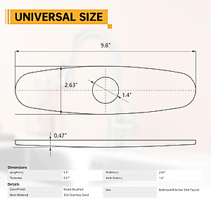 Hiqufet Kitchen Faucet Plate Hiqufet Faucet Plates to Cover Holes Stainless Steel Matching 1 or 3 Hole Kitchen Faucet or Bathroom Faucet deck plate Brushed Nickel 10.35 Inch
