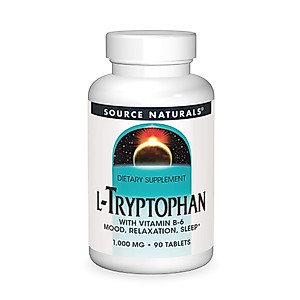 Source Naturals L-Tryptophan with Vitamin B-6 1000 mg Support Mood, Relaxation And Sleep - 90 Tablets