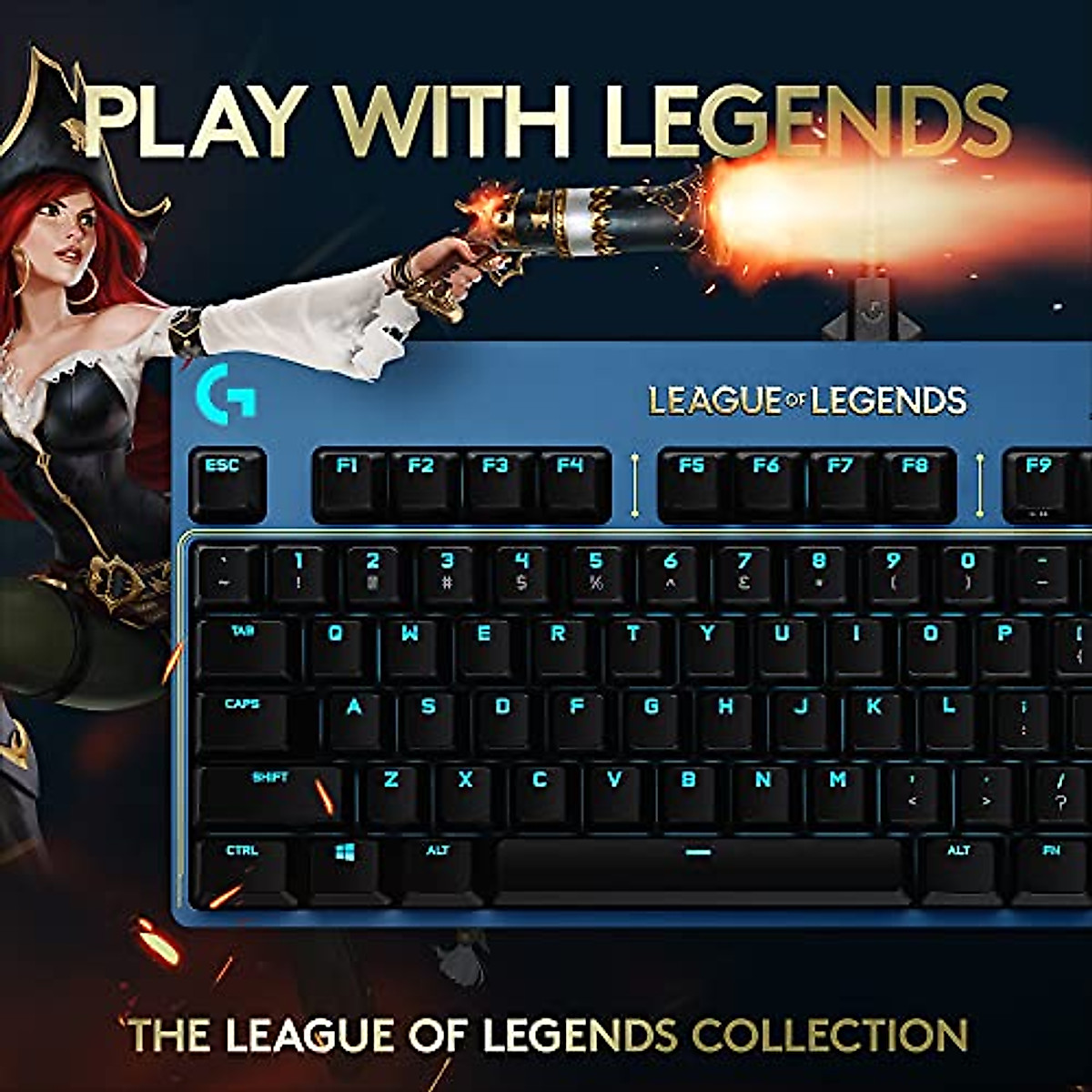 Logitech G PRO Mechanical Gaming Keyboard - Ultra-Portable Tenkeyless Design, Detachable USB Cable, LIGHTSYNC RGB Backlit Keys, Official League of Legends Edition